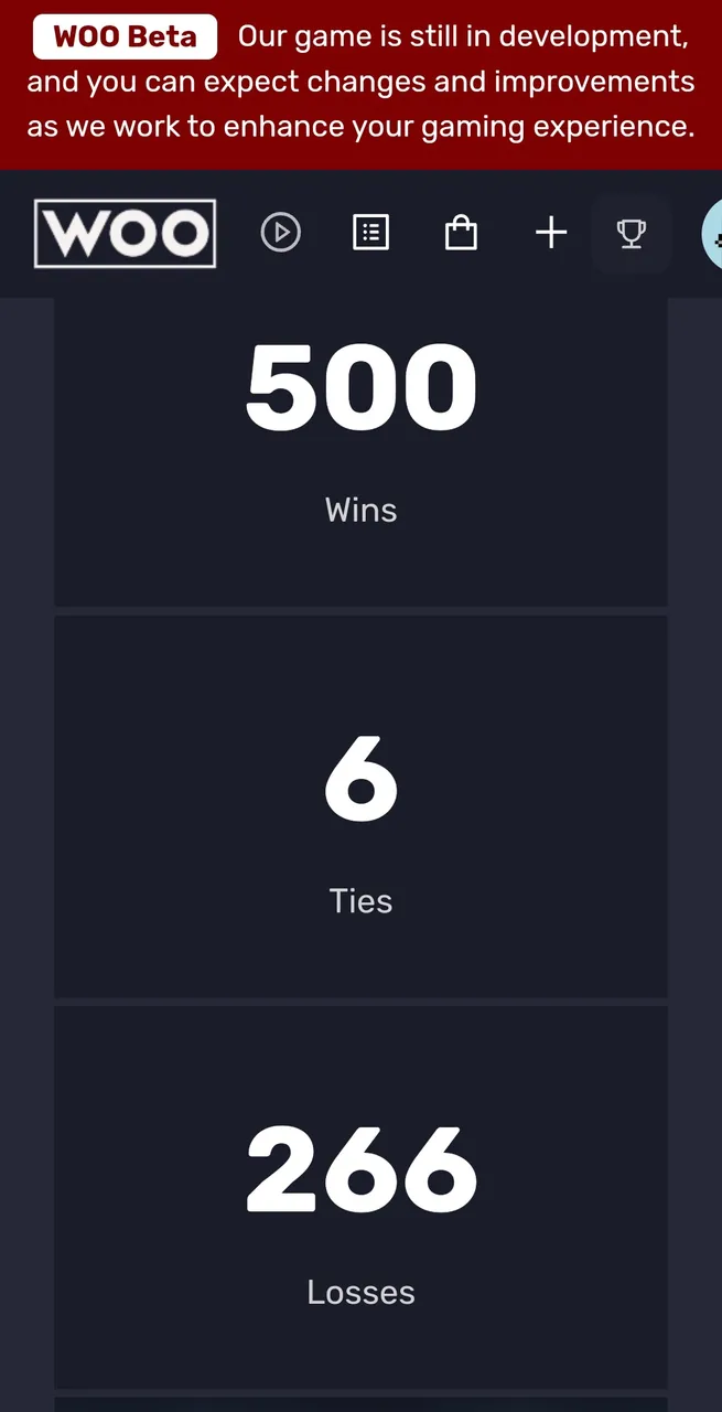 Won 500 WOO games