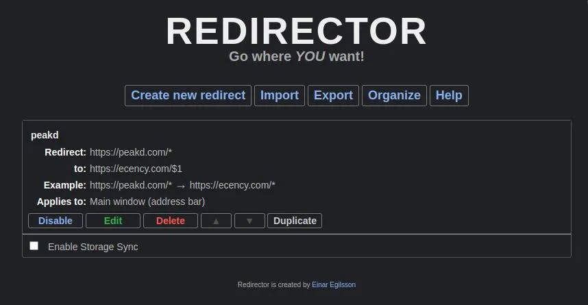 Peakd to Ecency automatic address redirector extension