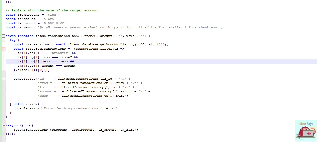 Hive Small Codes: Receive incoming transaction information from an ...