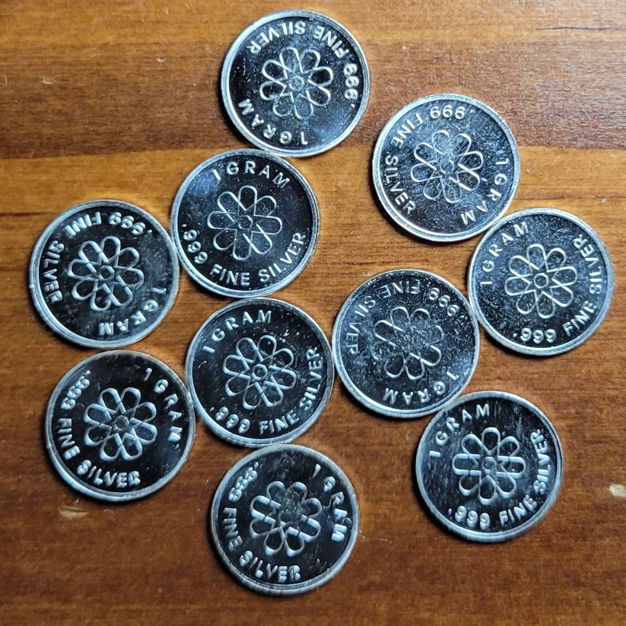 10x 1 Gram Silver Rounds from Mint State Gold