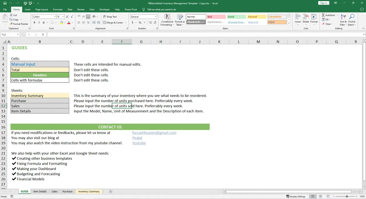 Simple Inventory Tracker Excel Template for Retail Business