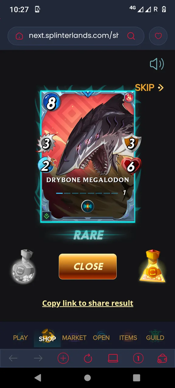 A Rare Drybone Megalodon card from a Rare Draw (2024.10.27)
