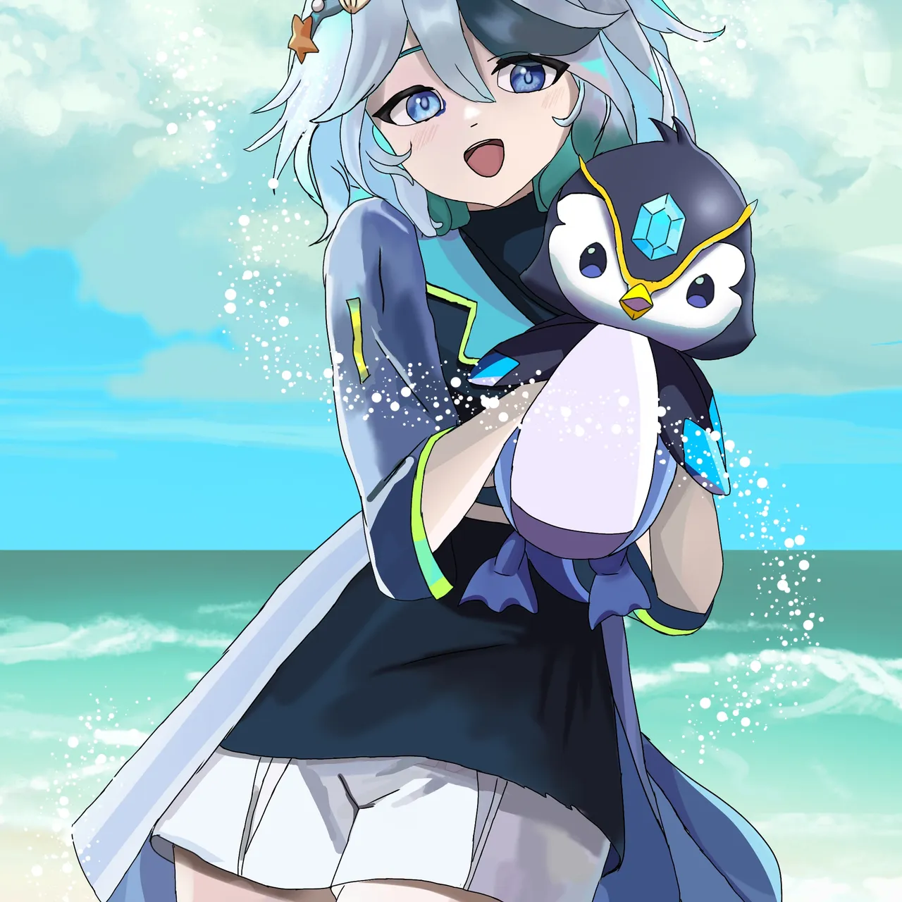 Ocean healer and zingu having fun at the beach | Fabart