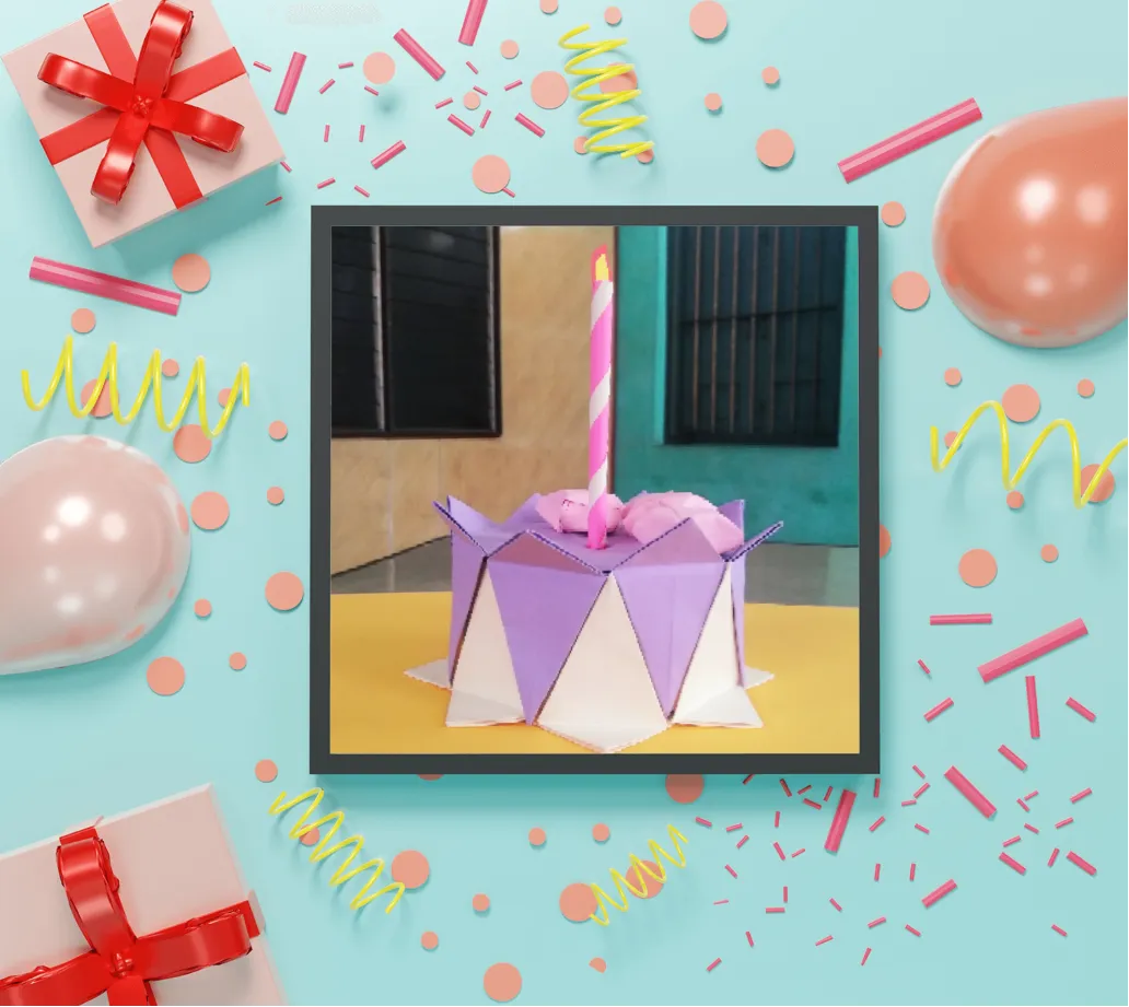Beautiful Origami Birthday Cake