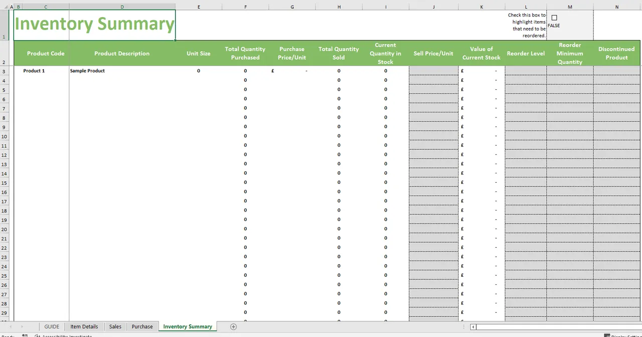 Simple Inventory Tracker Excel Template for Retail Business