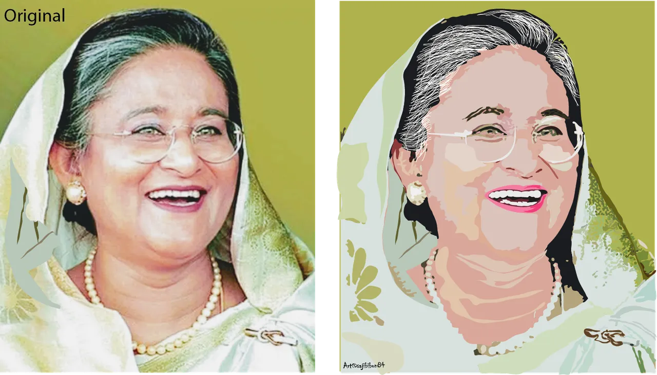 Digital portrait of our Honorable Prime Minister Sheikh Hasina