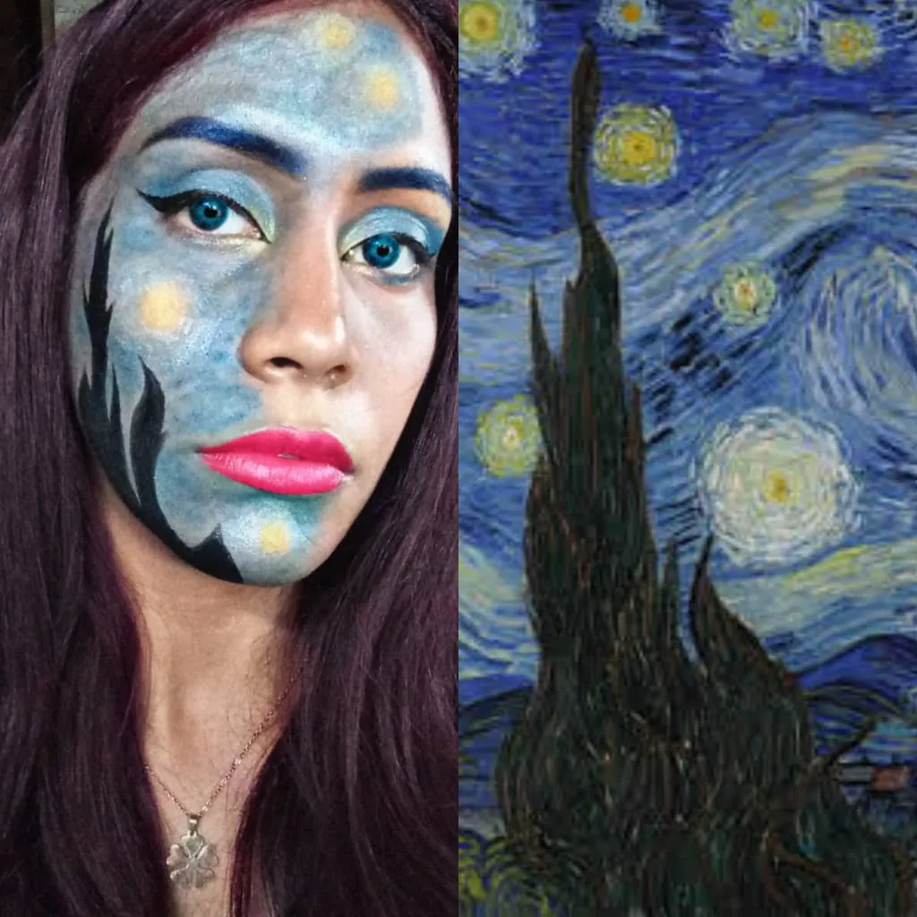 [ENG/ESP] Makeup inspired by Vincent Van Gogh’s starry night painti...