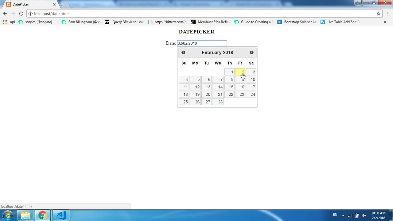 How to create and modify DatePicker on Input element using jQuery U...