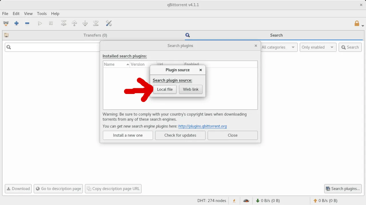 Adding Search plugins to qBittorrent.