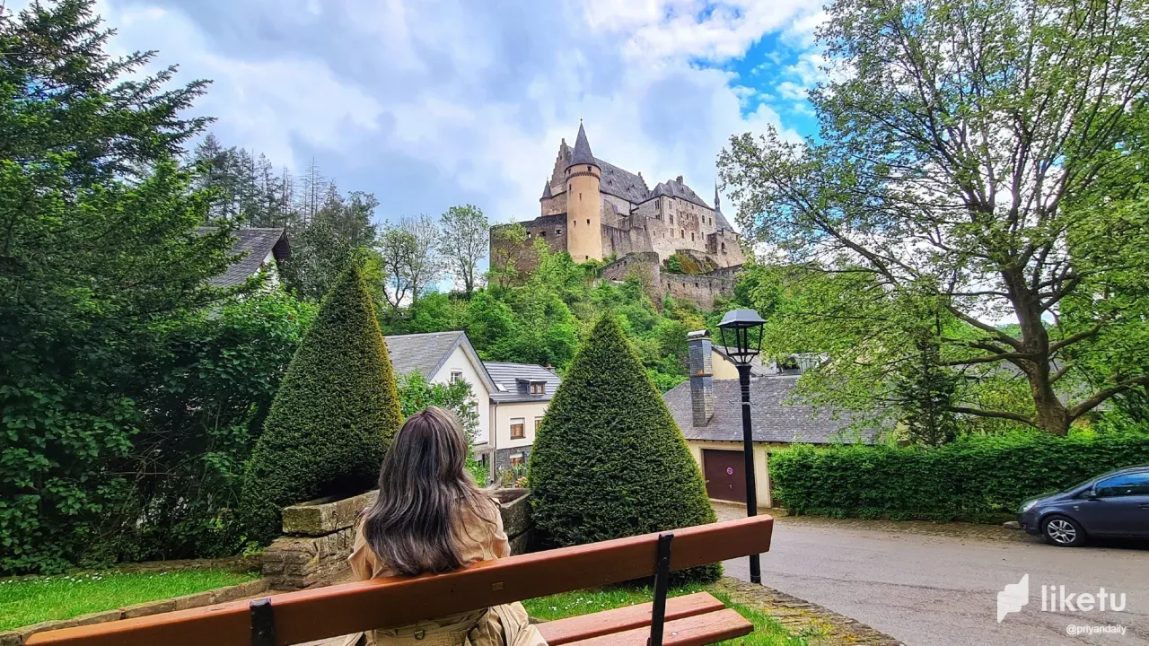 I soaked myself at the panoramic views of Vianden Castle from a dis...