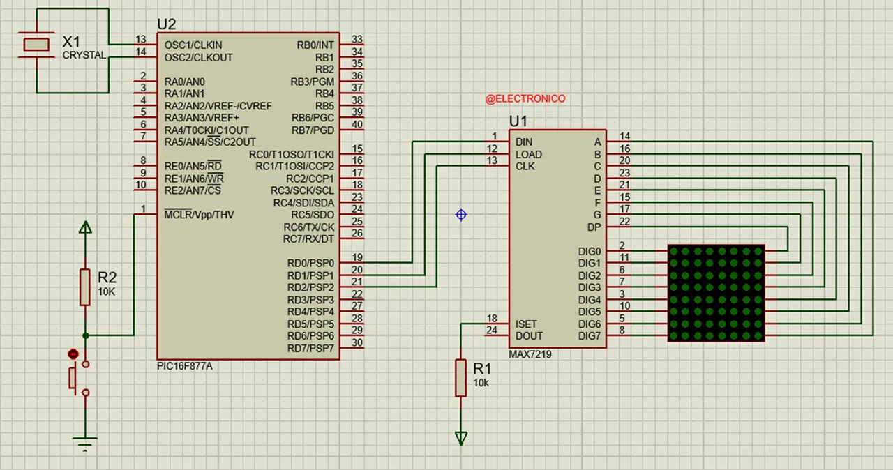 Matrix display control using PIC16F877a and C code EN/ES