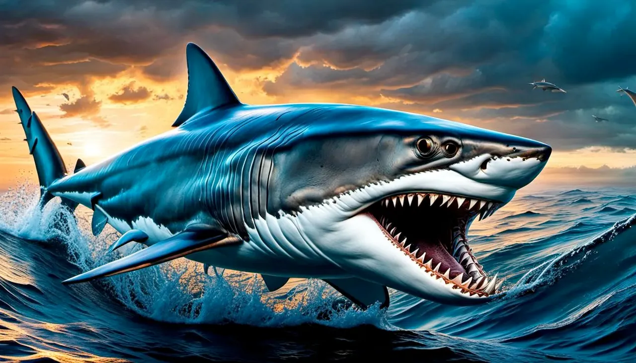 Shark Megalodon - AI Art @NightCafe Studio