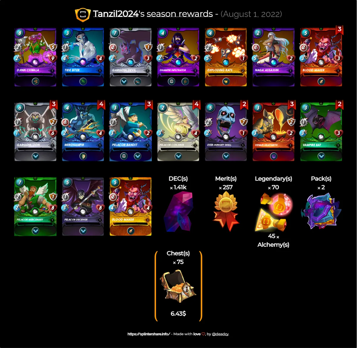 Seasonal Rewards with a LEGENDARY from the rewards CL PACK!