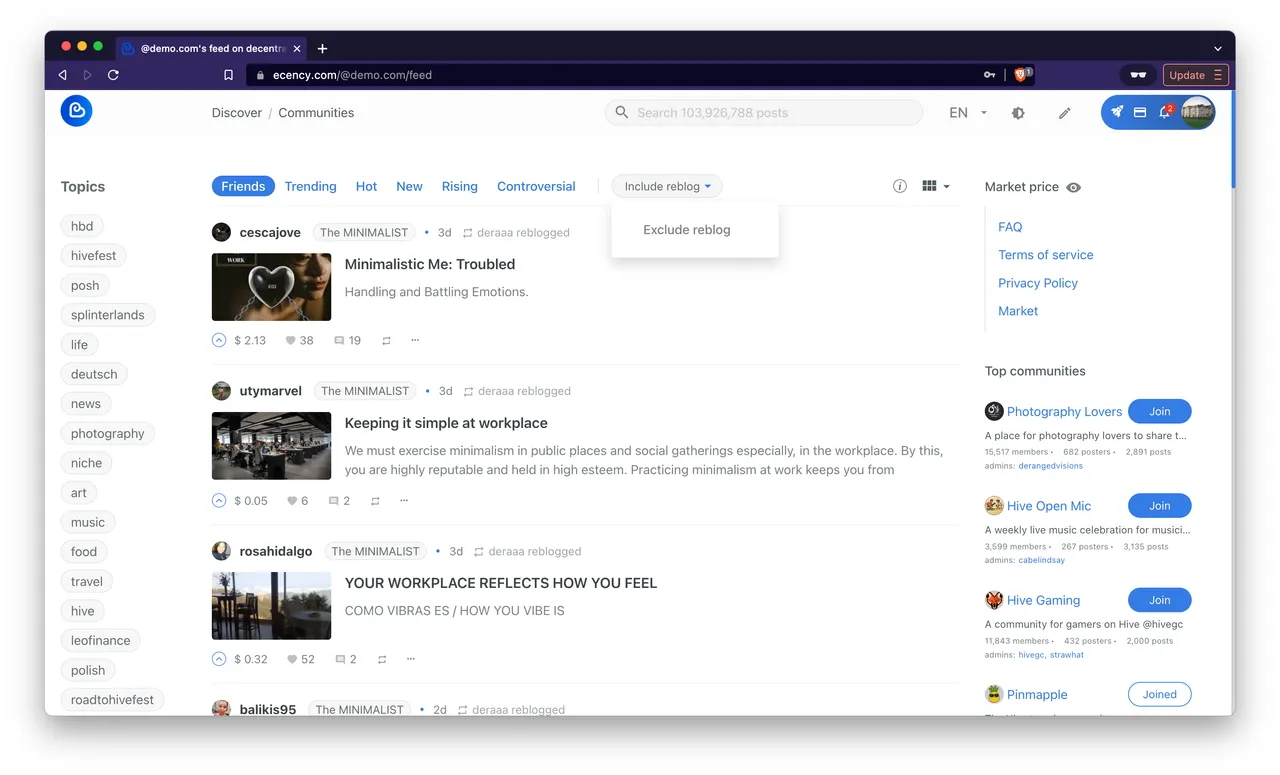 Vision - SPK network, proxy vote display, exclude reblog and more