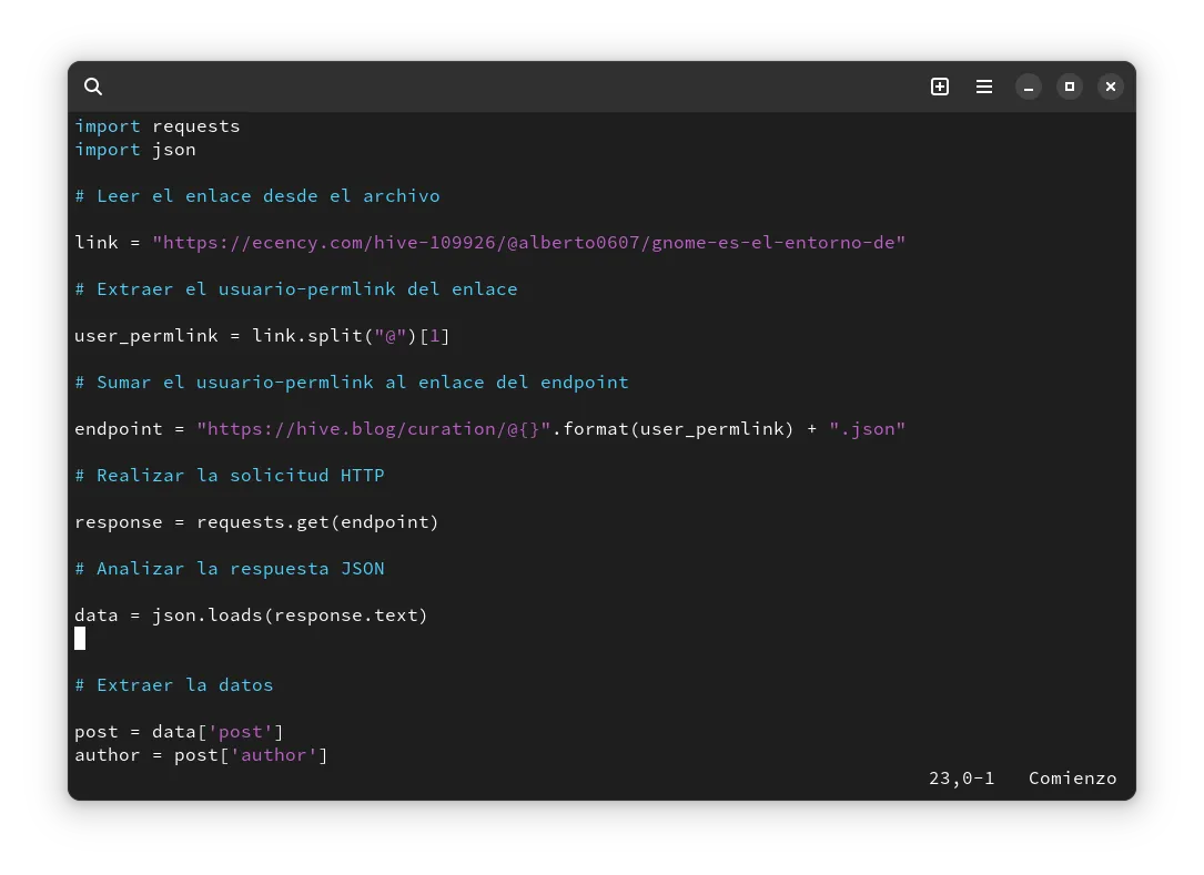 Extraer datos de endpoints de Hive.blog con Python