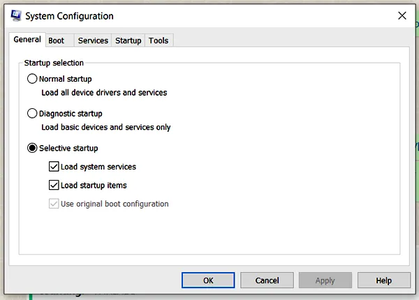 Windows 10 Administrative tools - System Configuration