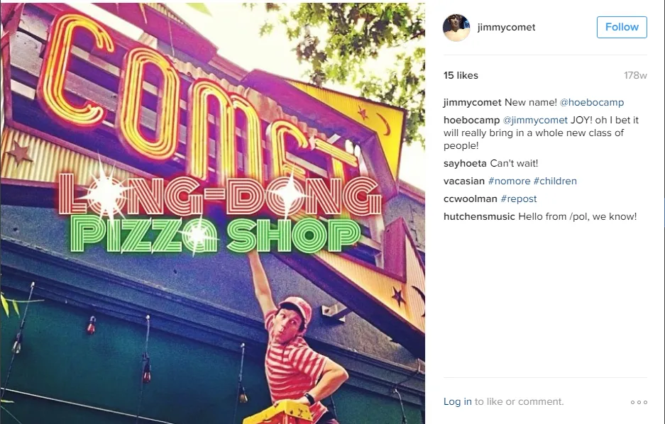 James Alefantis' once-public Instagram, Jimmycomet, now preserved o...