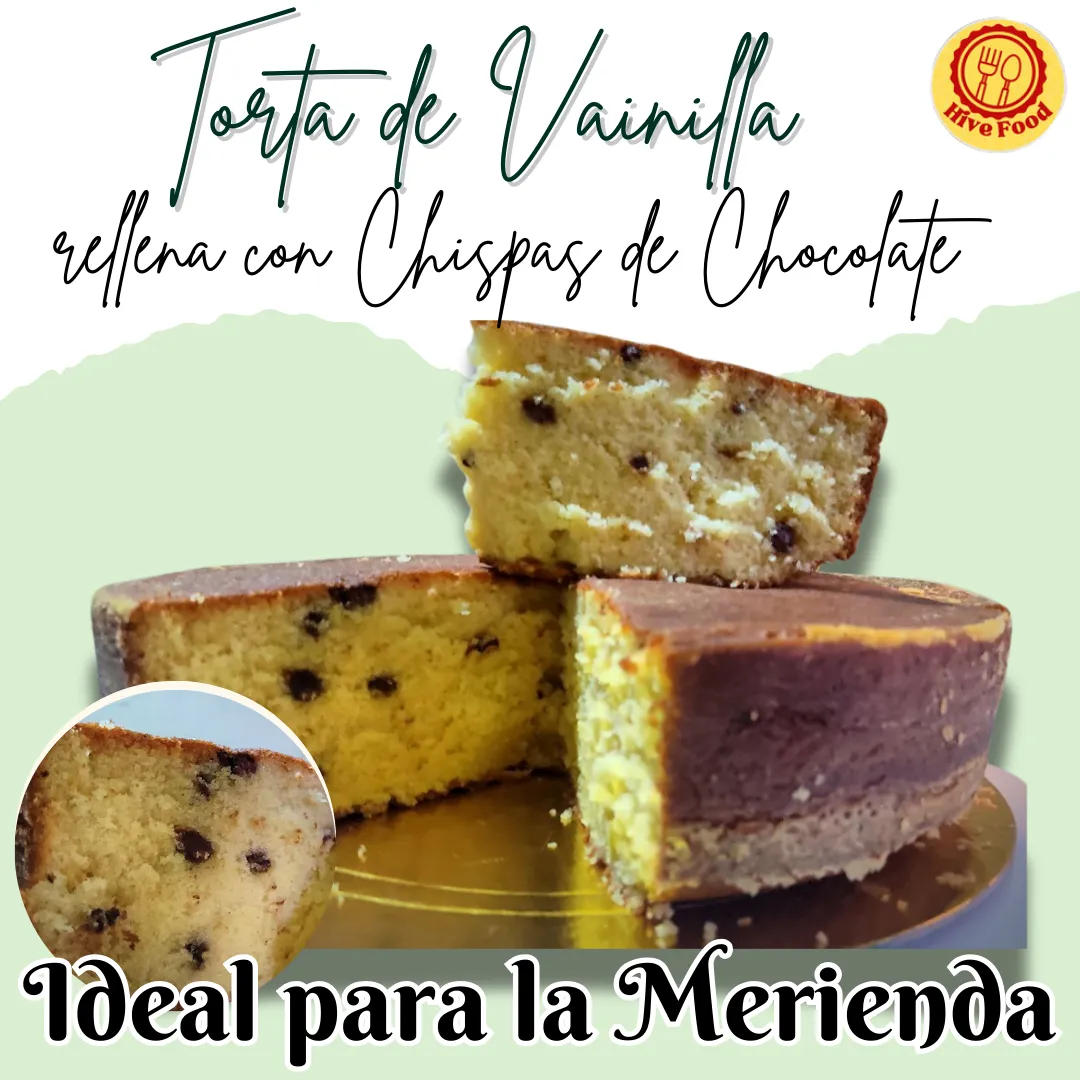 Receta: Torta o ponque de Vainilla relleno con Chispas de Chocolate...