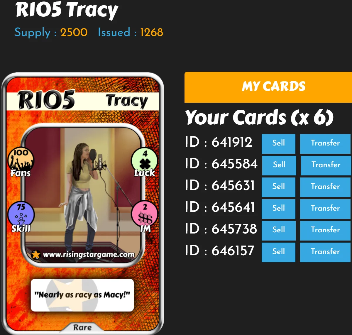 R105 Tracy/Nearly as racy as Macy!