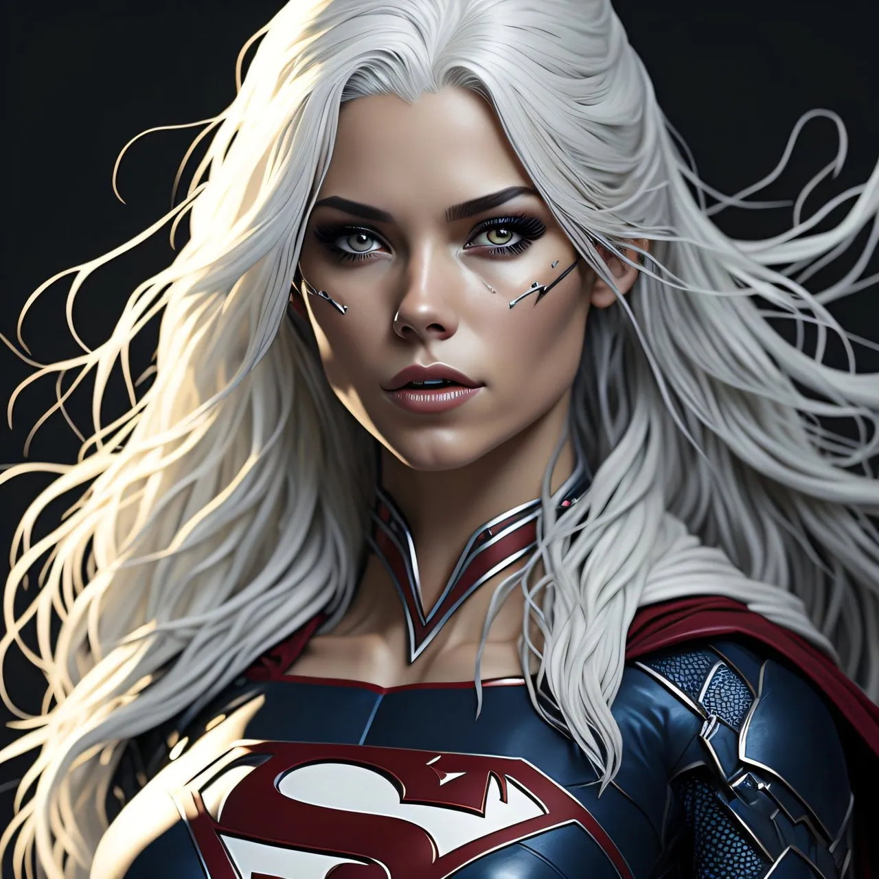 Digital-Art : White-haired Supergirl variations
