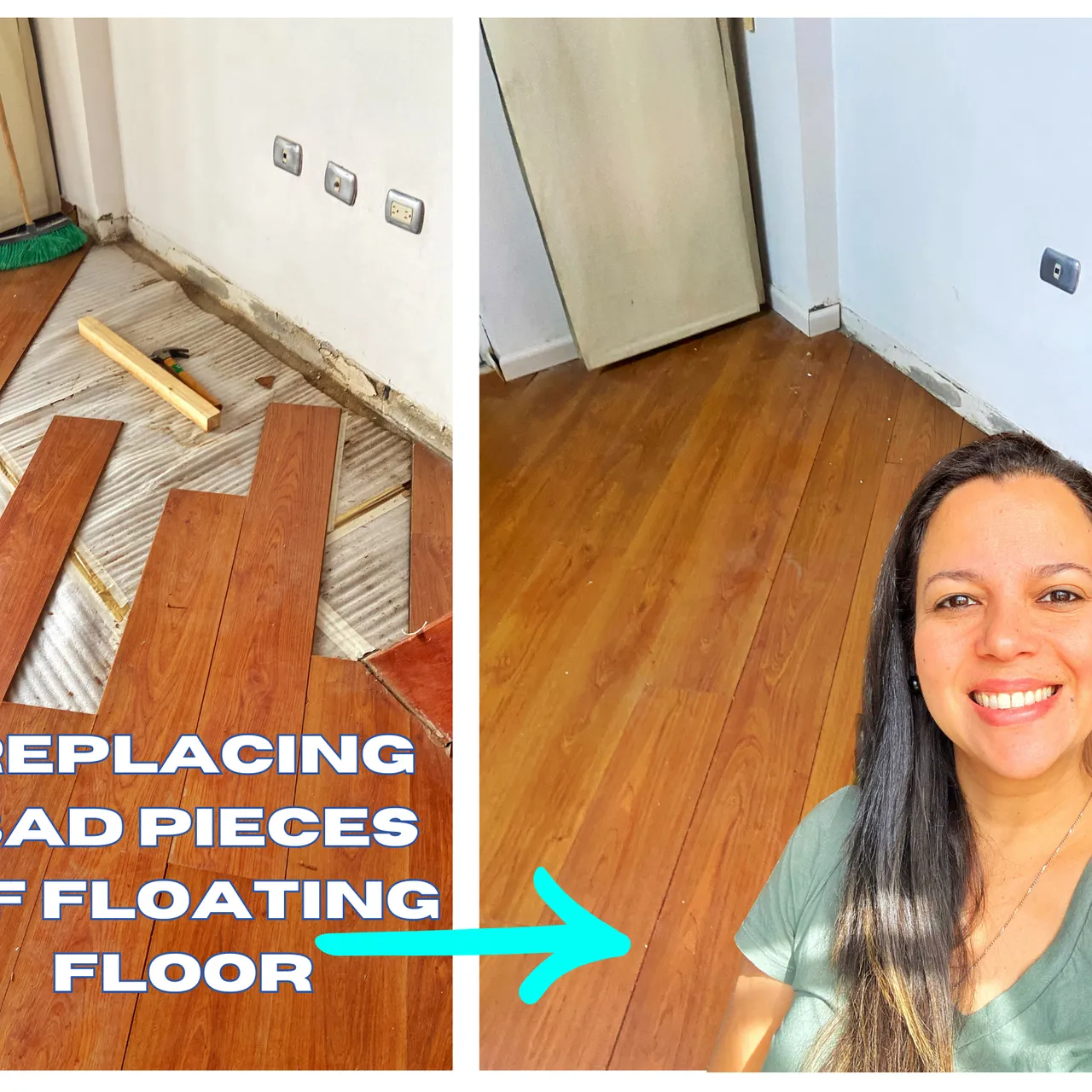 Replacing bad pieces of floating floor - Cambiando piezas malas del...