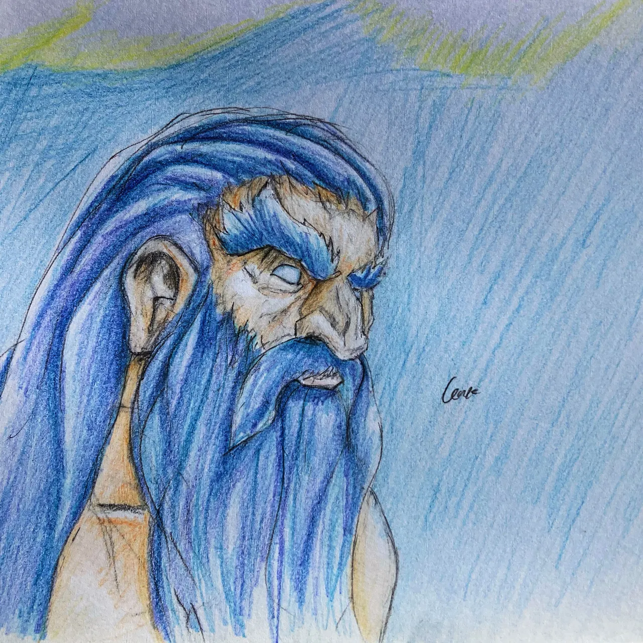 Drawing Djinn Oshannus for the Splinterlands Art Contest