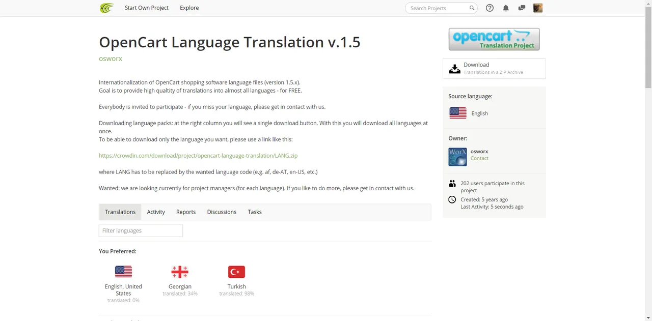OpenCart Language Translation v.1.5 Contribution: Translation ENG