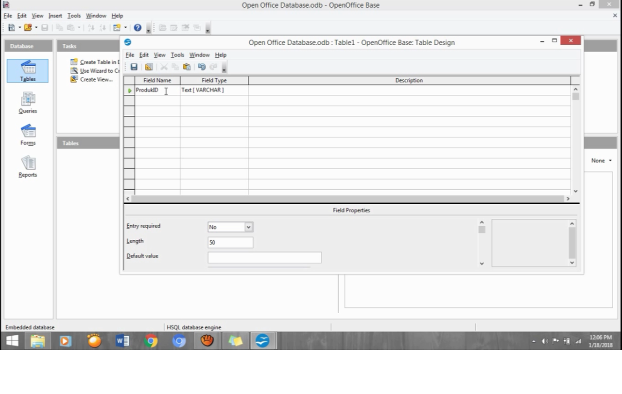 Apache OpenOffice - Tutorial creates Table & Form in Database