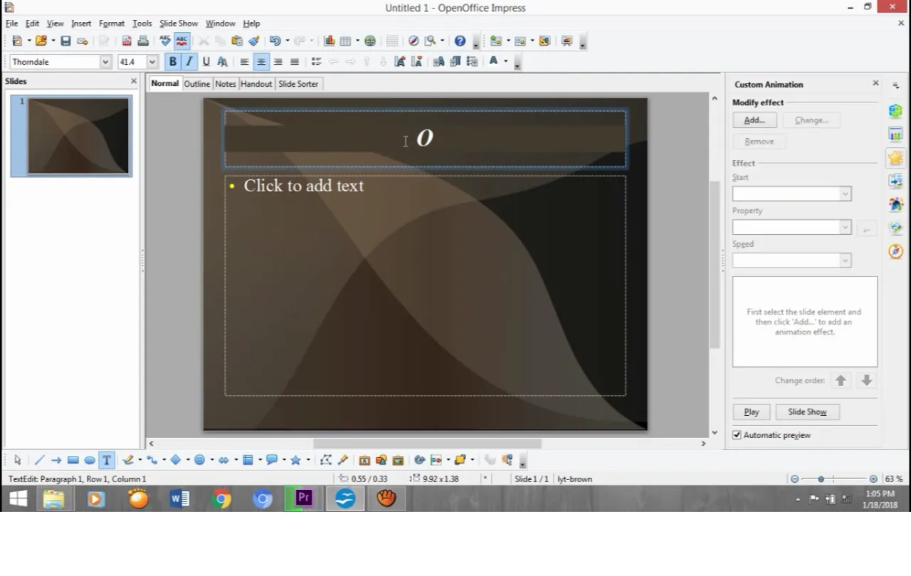 Apache OpenOffice Tutorial creates Presentation slide
