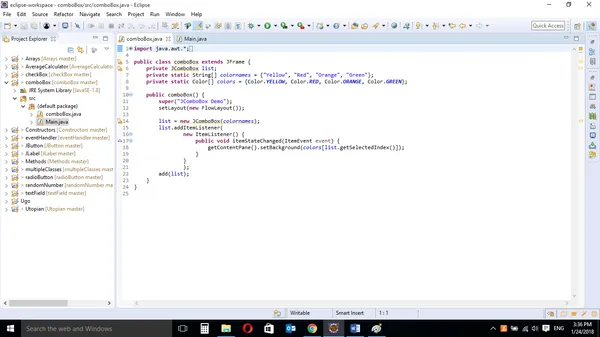 Java Graphical User Interfacegui Jcombobox And Functions Using E