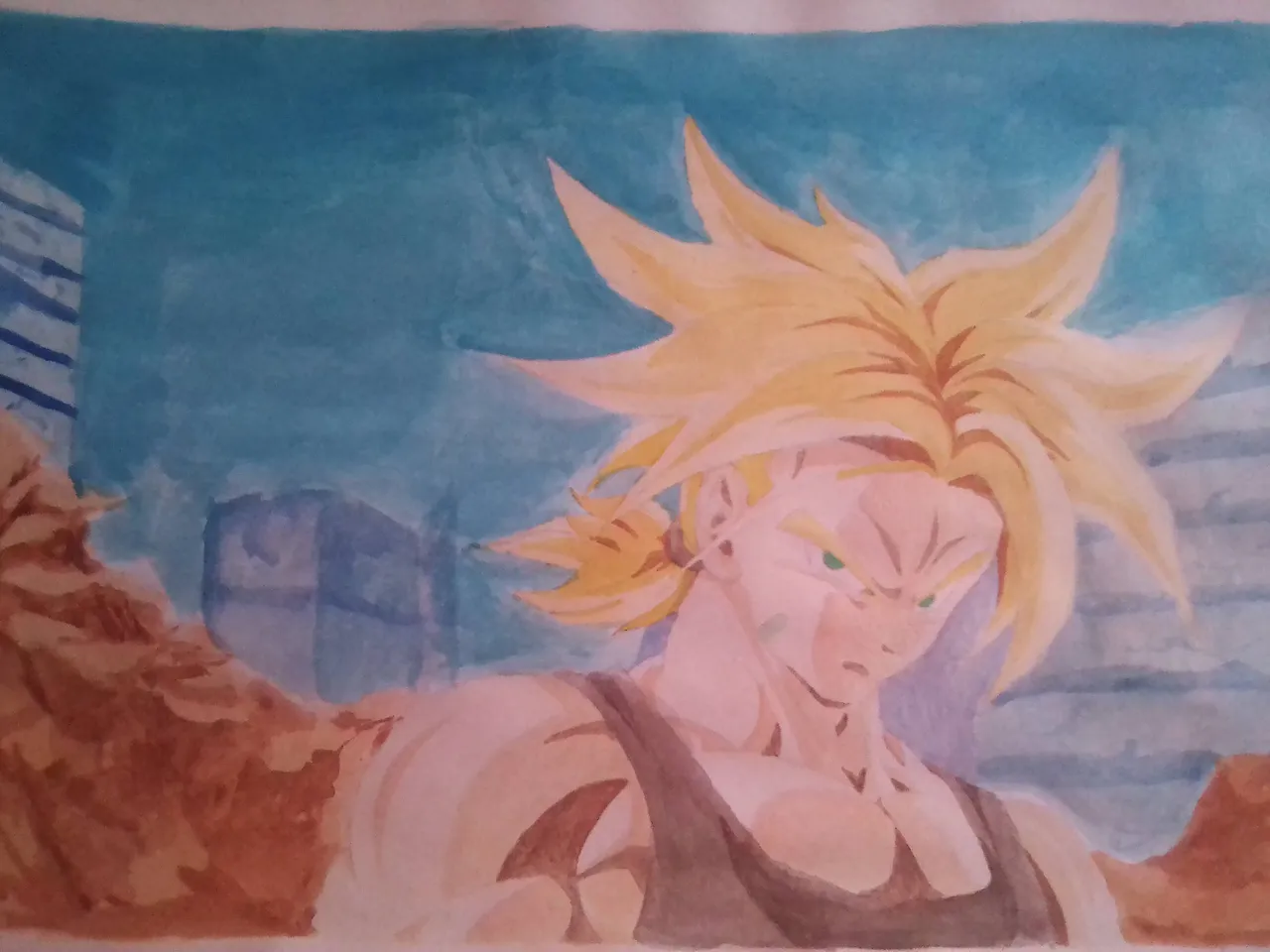 Trunks ssj2. Drawing with watercolors. [Esp/Eng]