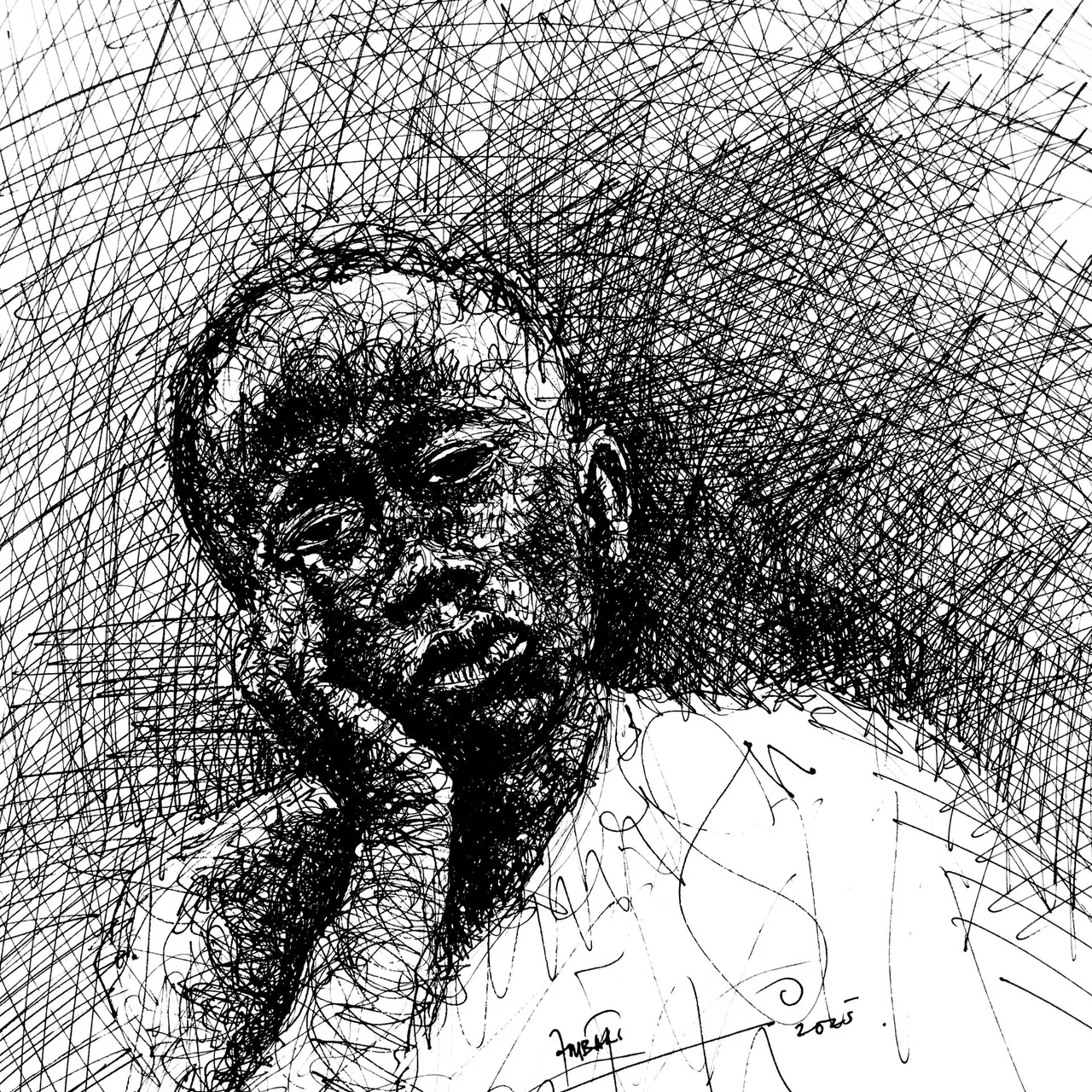 The Troubled One - (Scribble Drawing).