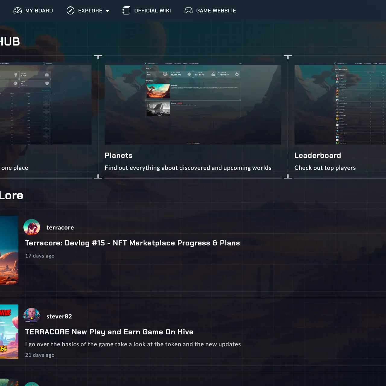 Introducing Terracore HUB - A Frontend for the Terracore Game