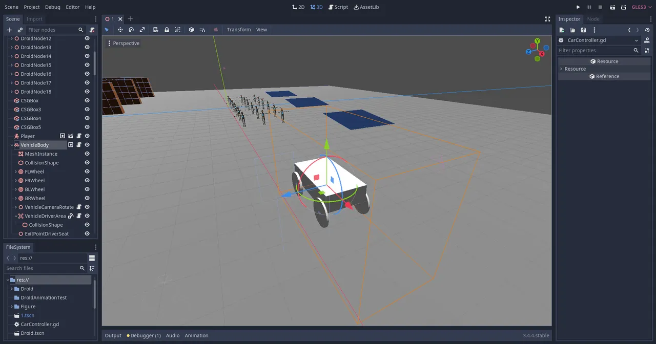 Godot shooter coming along, vehicle and player controller inside.