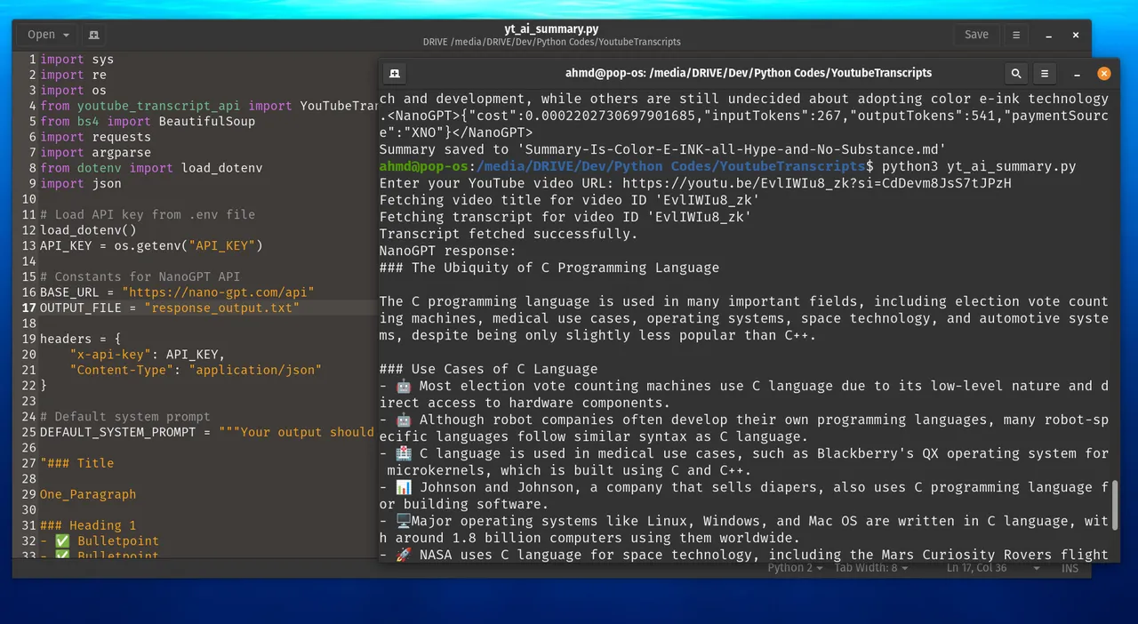 Devlog: Youtube Transcript and Summary Python Code