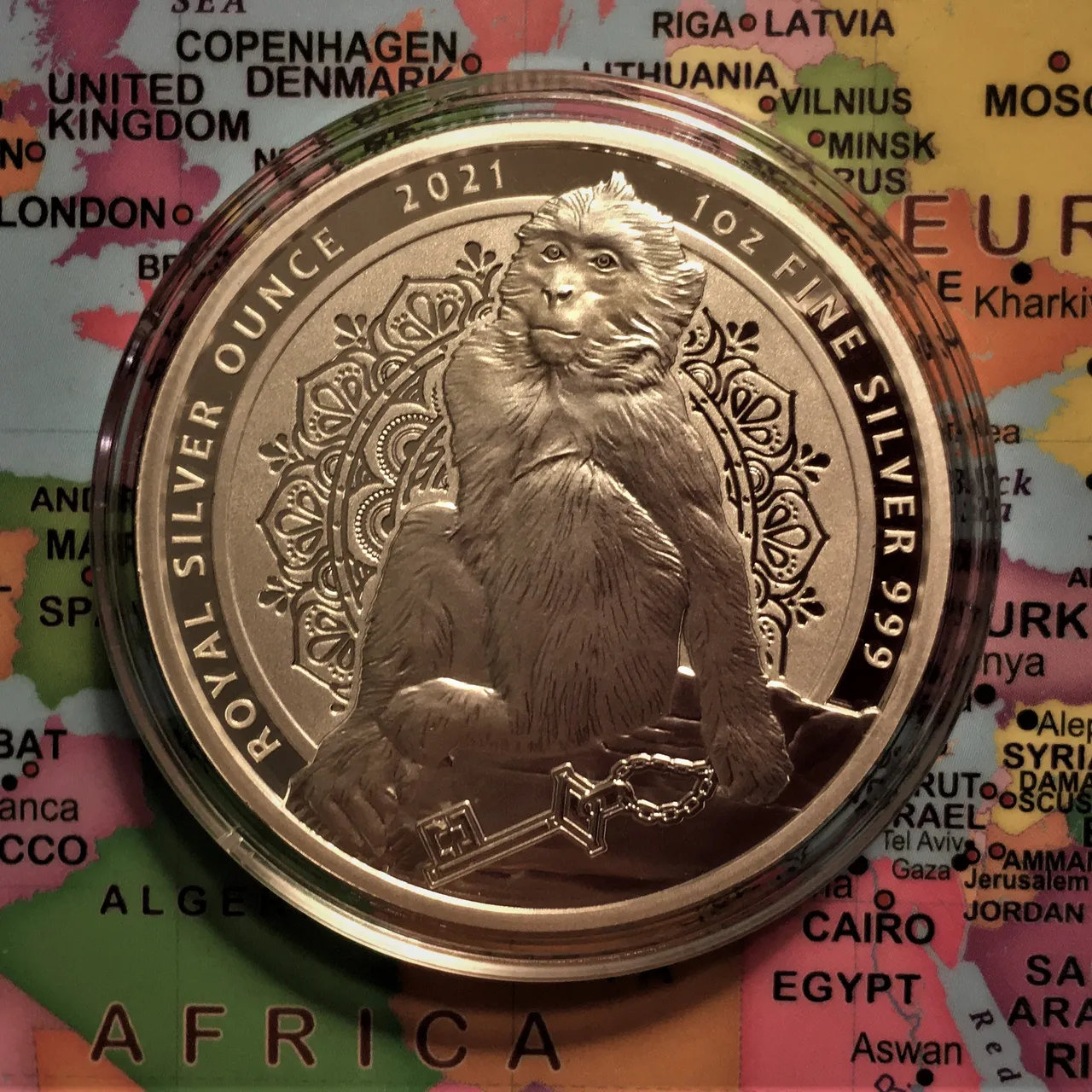 2021 Gibraltar Royal Silver Ounce: Barbary Macaque