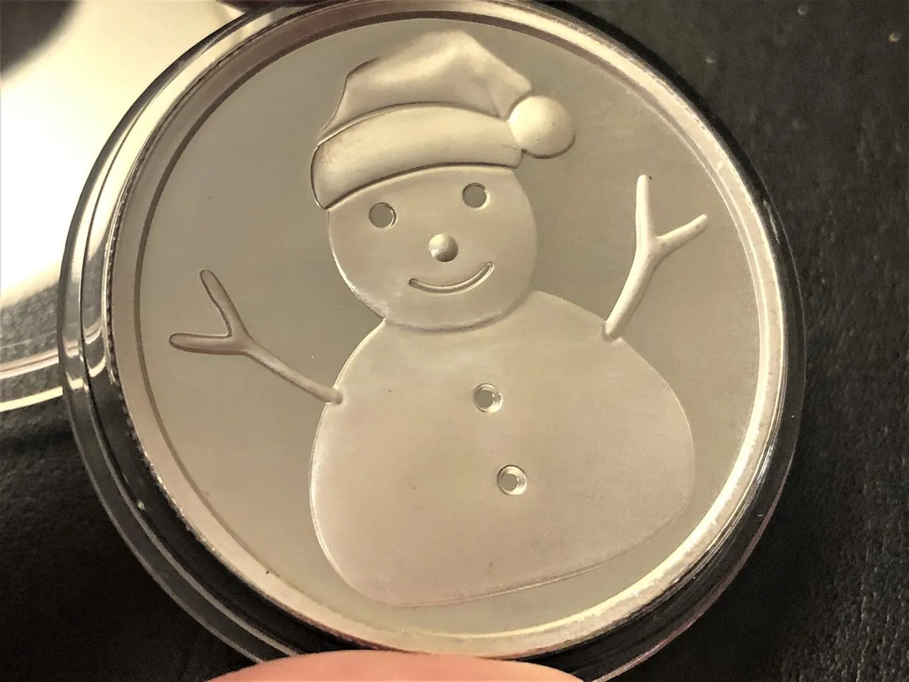 Emoji Snowman Silver Round