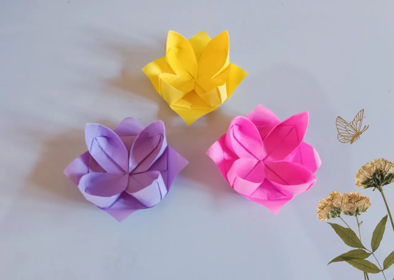 "DIYHUB"Origami contest//make easy and beautiful lotus flowers