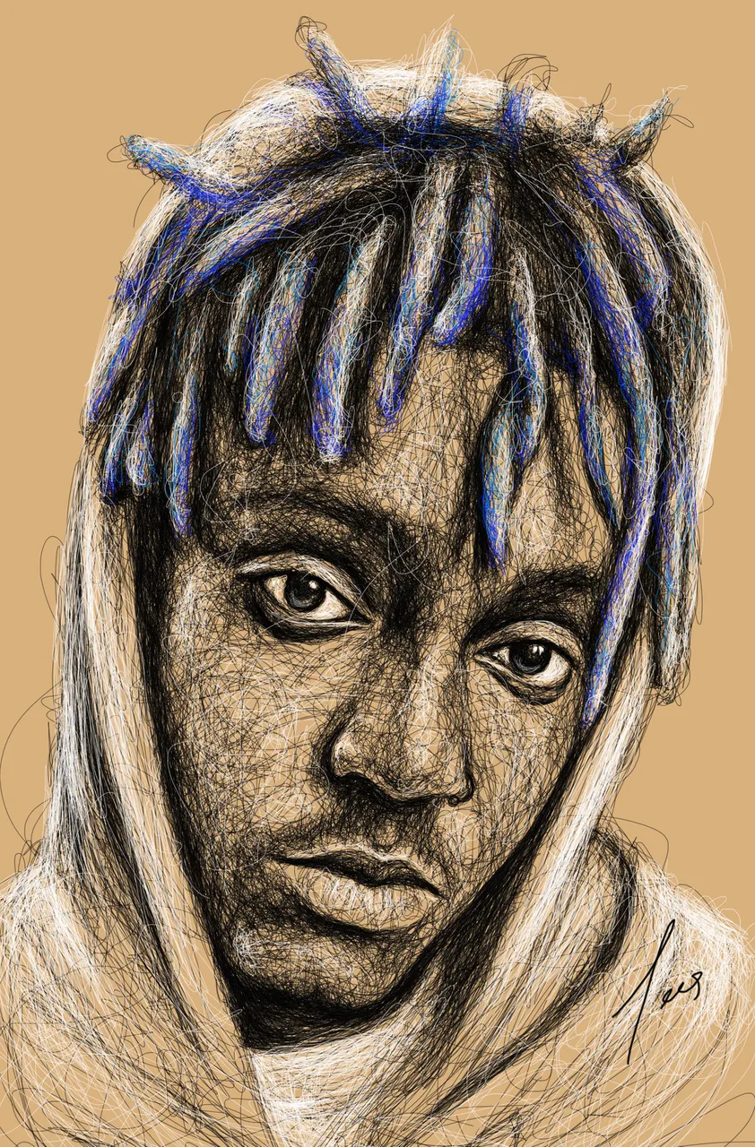 New Portrait : Scribble Drawing Of Juice WRLD (Step By Step)