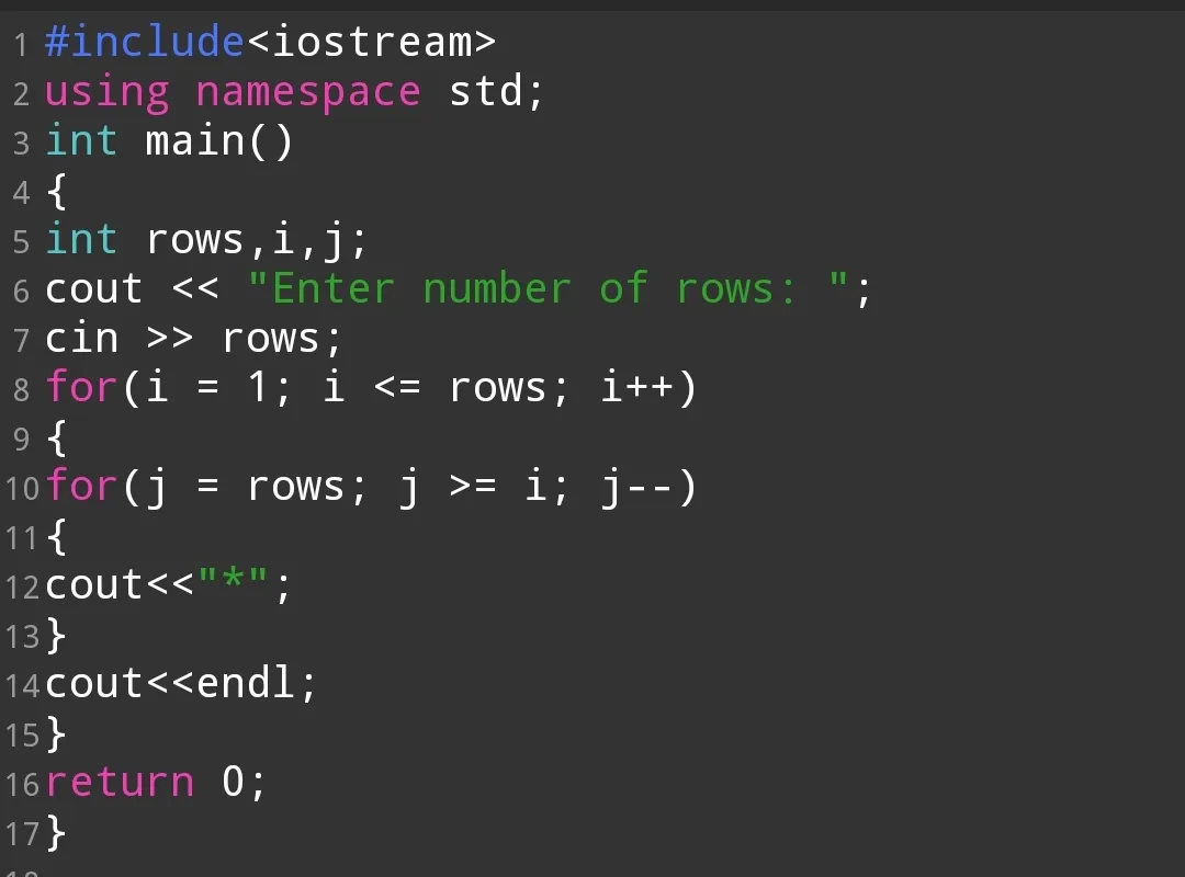 How To Make Increasing And Decreasing Triangular Patterns Using C++
