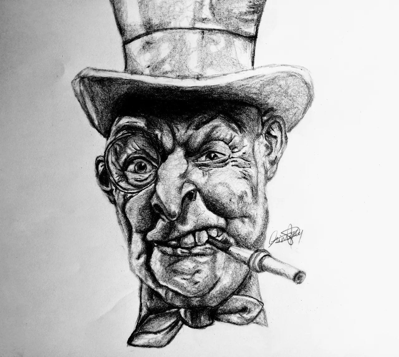 Portrait drawing of the supervillain Penguin