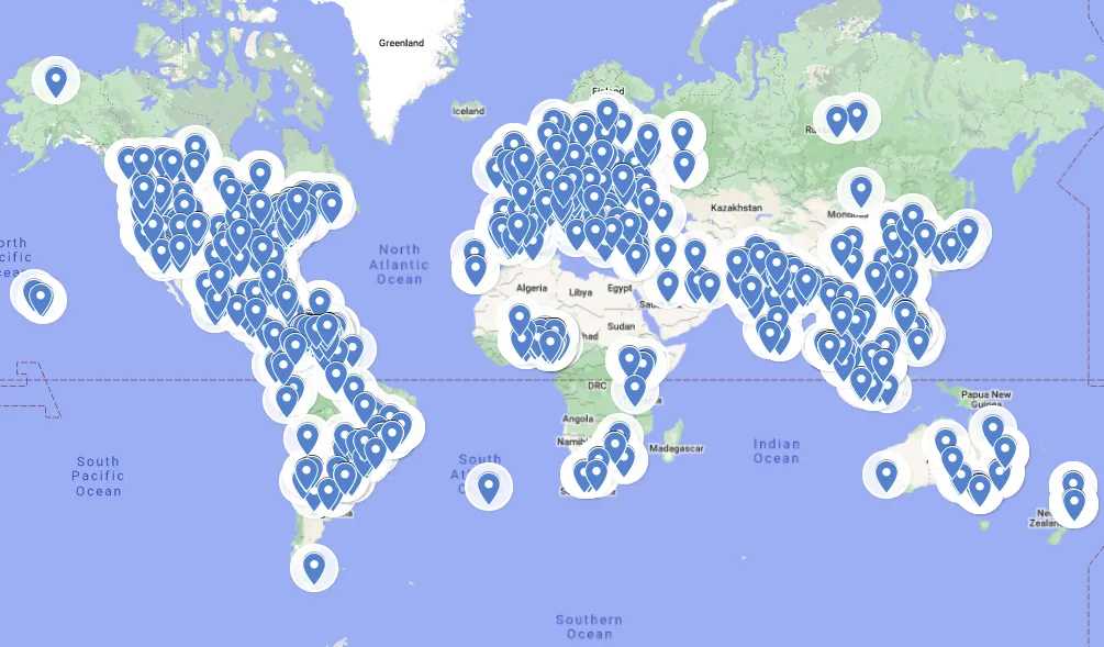 I made a map of how Hive Power is distributed around the world.