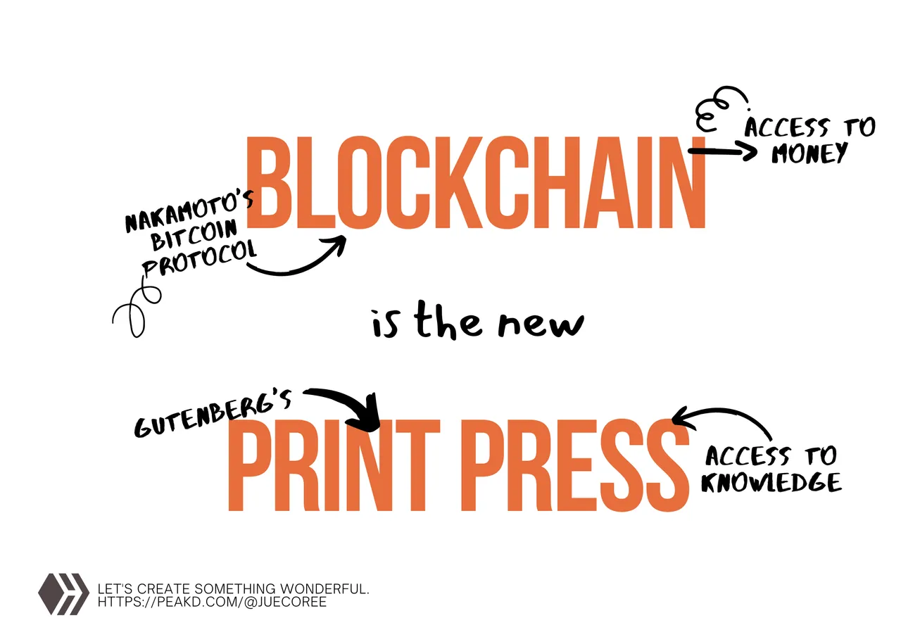 Printing Press, Internet, and Blockchain