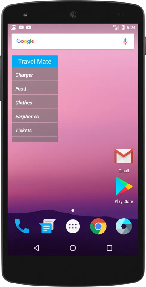 Implemented Home Screen widget Feature to Travel Mate Android app