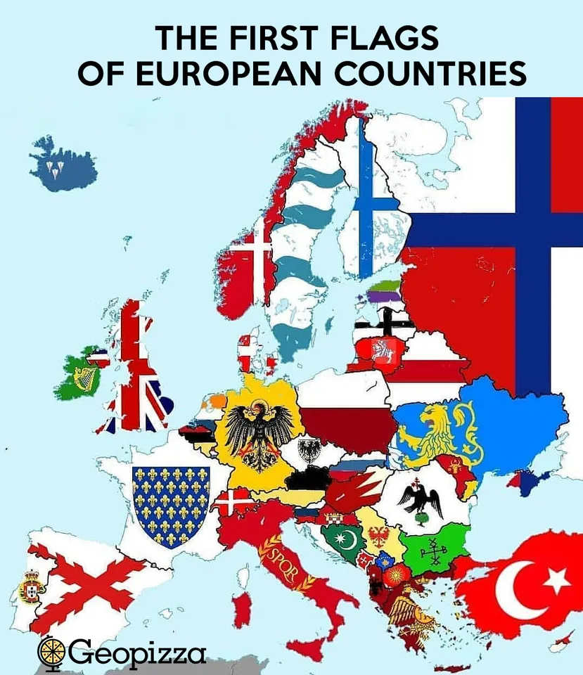 The First Flags of European Countries