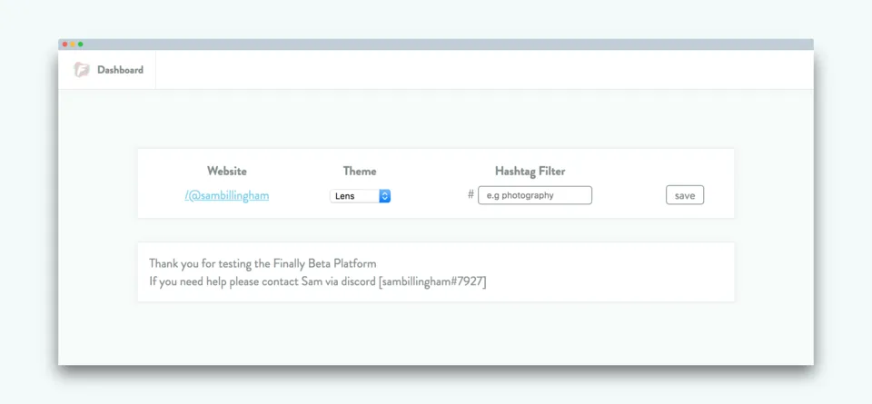 Finally Network - Dashboard, Hashtag filtering, fixes & more