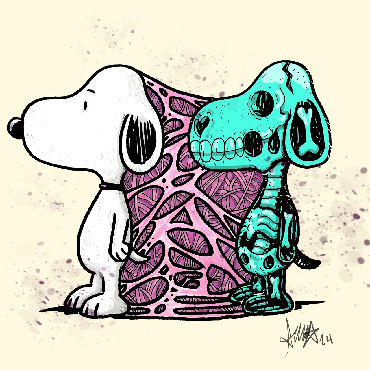 THE STRANGE ANATOMY OF SNOOPY (first digital art of 2024)