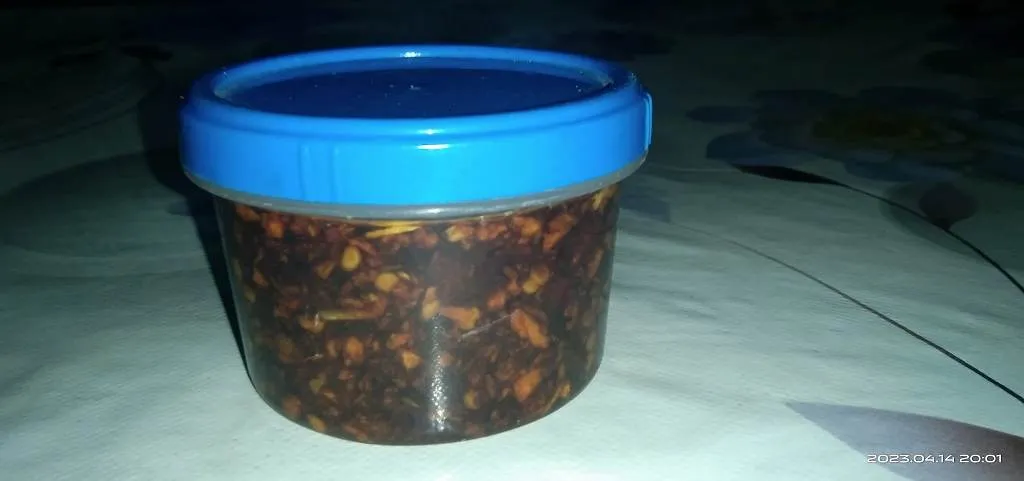 Chili garlic Oil-Sword pepper from our garden