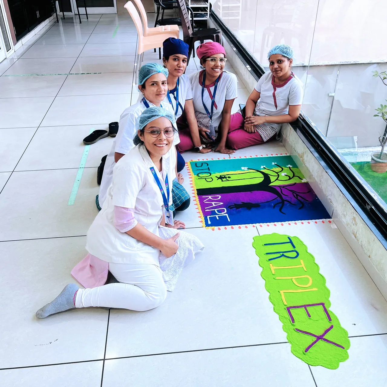 Rangoli design competition celebration at my Hospital by nursing st...