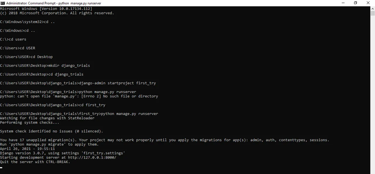 Documenting Working Codes - Django Setup